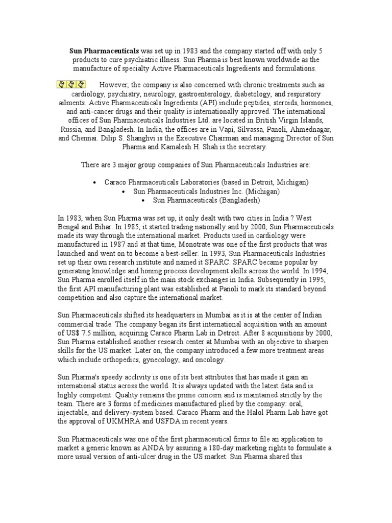 About Sun Pharma | PDF | Pharmaceutical Industry | Healthcare Industry