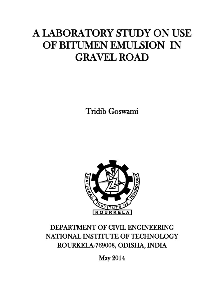 A Laboratory Study On Use of Bitumen Emulsion in Gravel Road | PDF ...