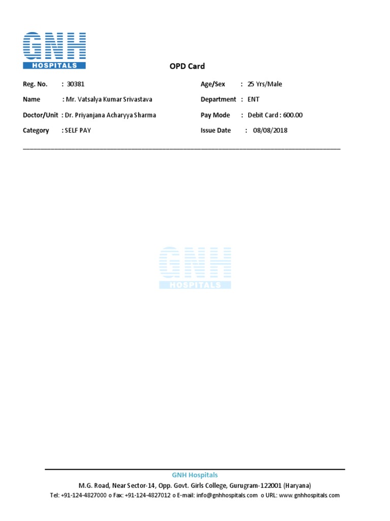 OPD Card 8-8 | PDF