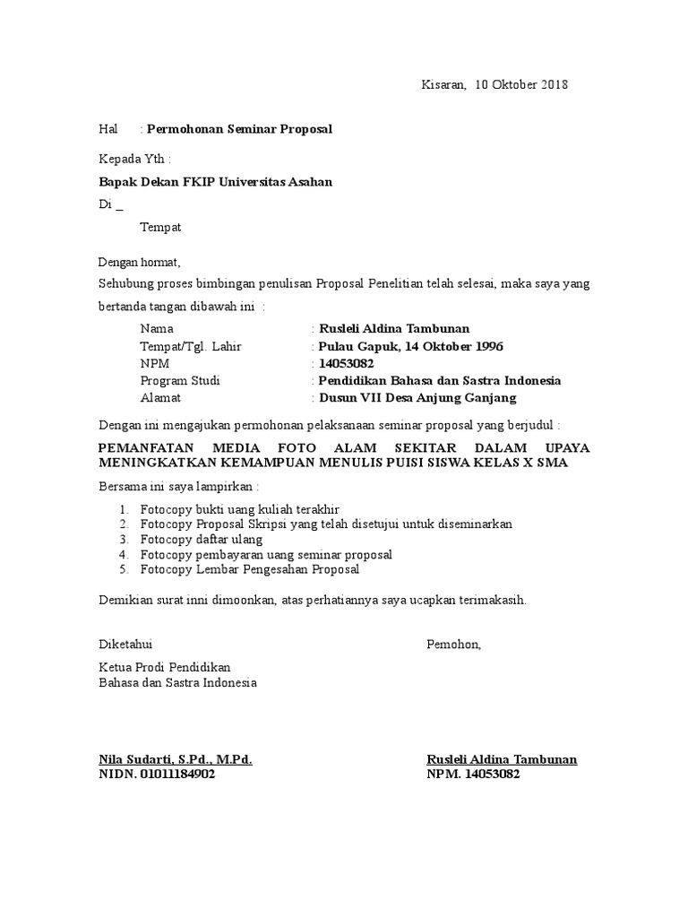 Surat Seminar Proposal | PDF