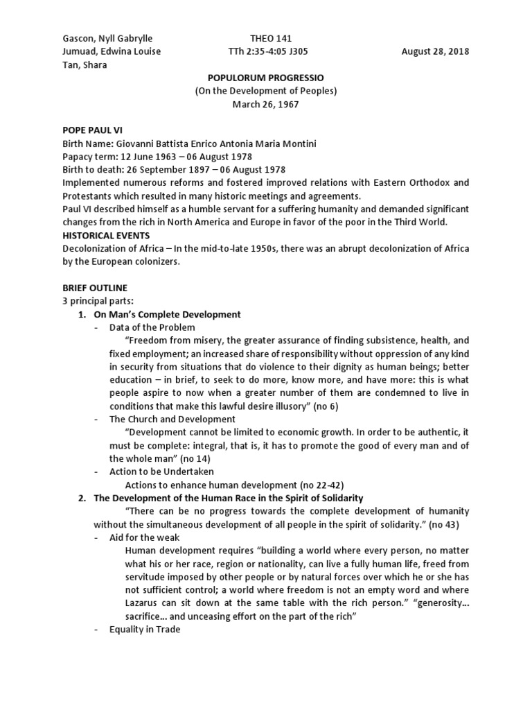 Populorum Progressio | PDF | Peace