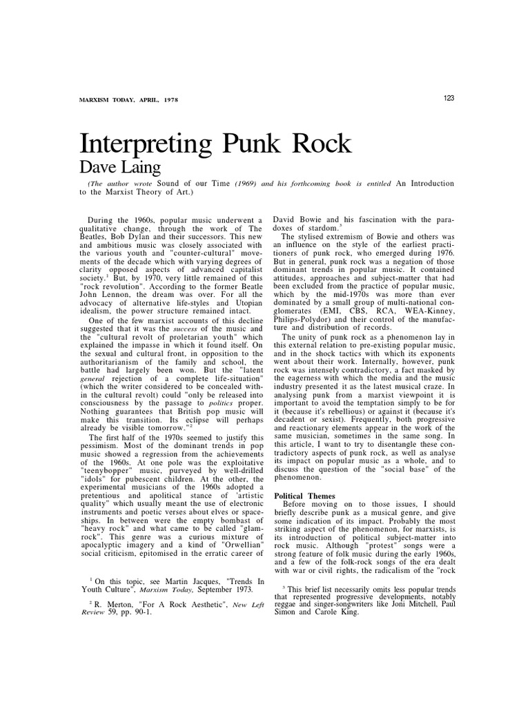 Interpreting Punk Rock PDF | PDF | Rock Music | Punk Rock
