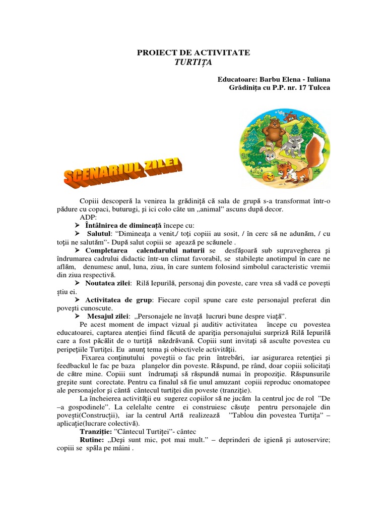 Proiect - Turtita GRADINITA PDF | PDF