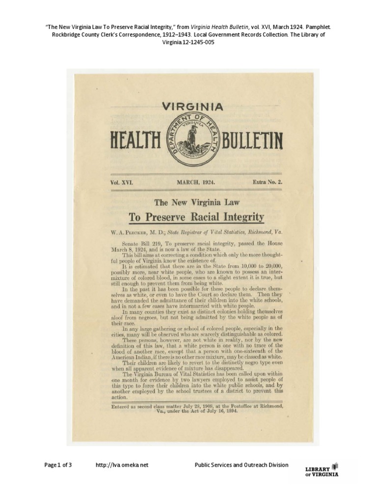 Racial Integrity Act | PDF