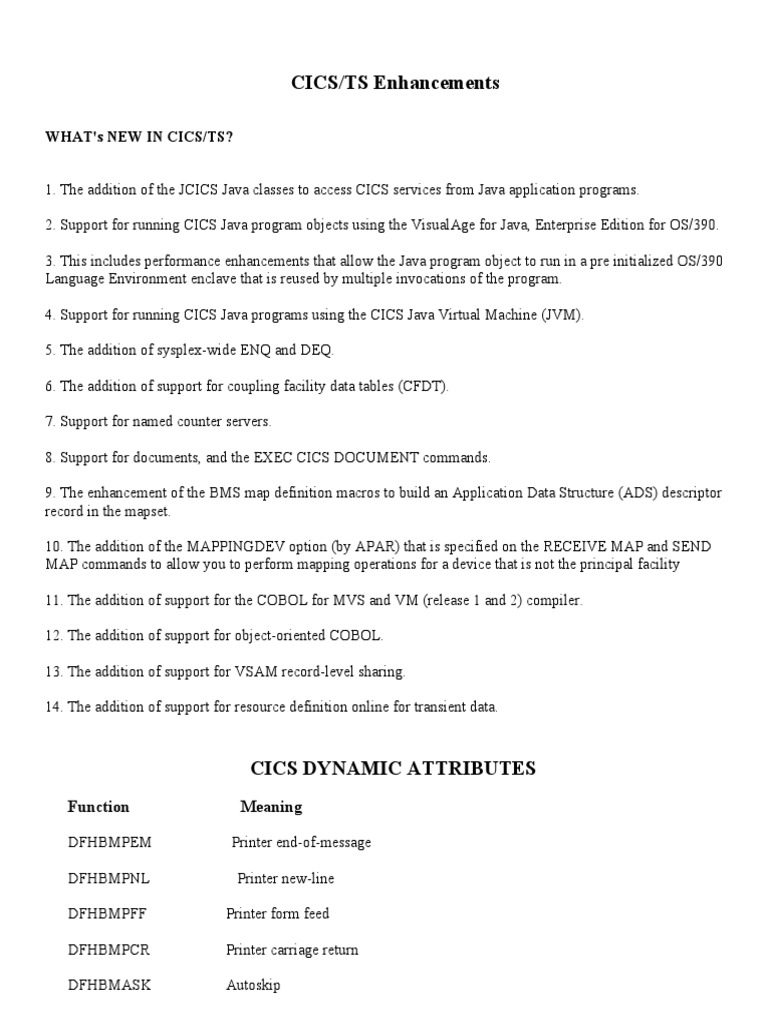 An Overview Of New Features And Enhancements In Cicsts Pdf Java