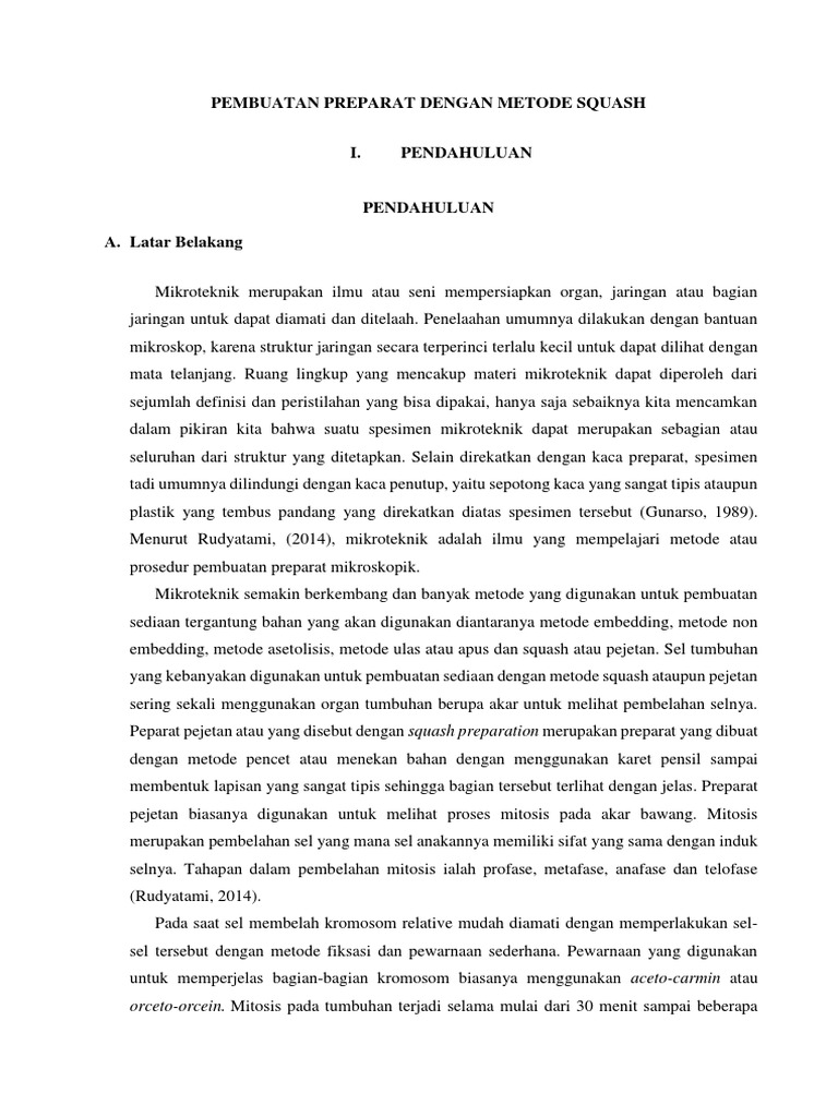 Pembuatan Preparat Dengan Metode Squash | PDF