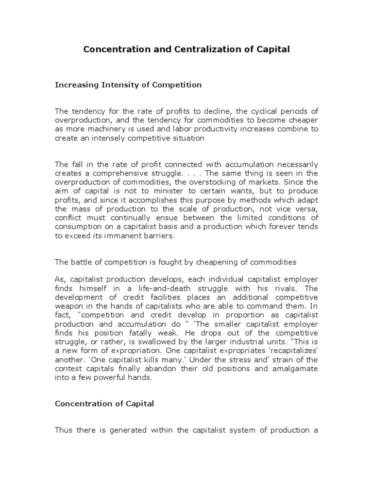 11.concentration and Centralization of Capital | PDF | Overproduction ...