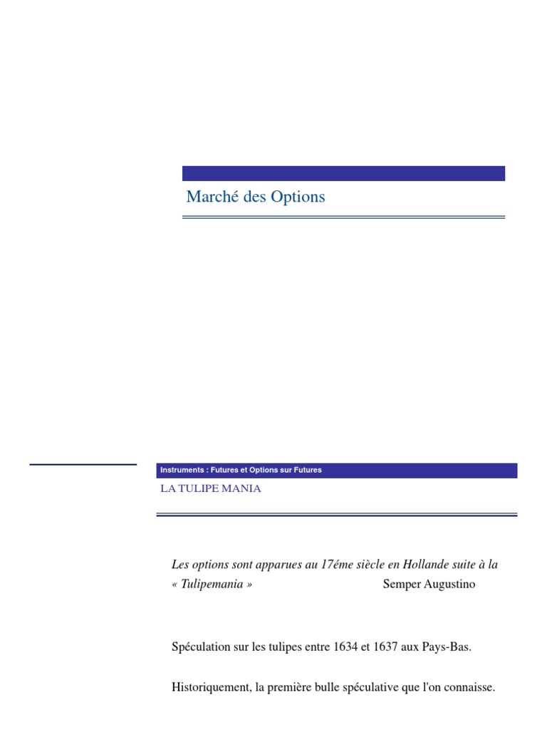 Marché des Options et Tulipomanie | PDF | Put | Option (Finance)