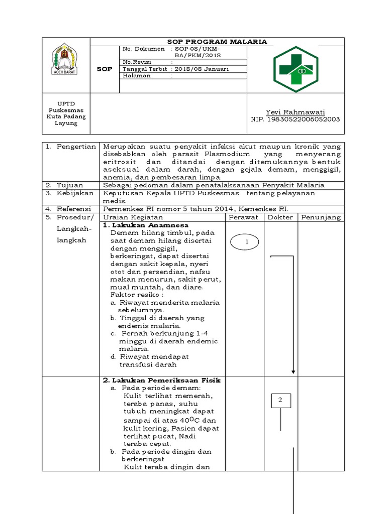 Sop Program Malaria | PDF