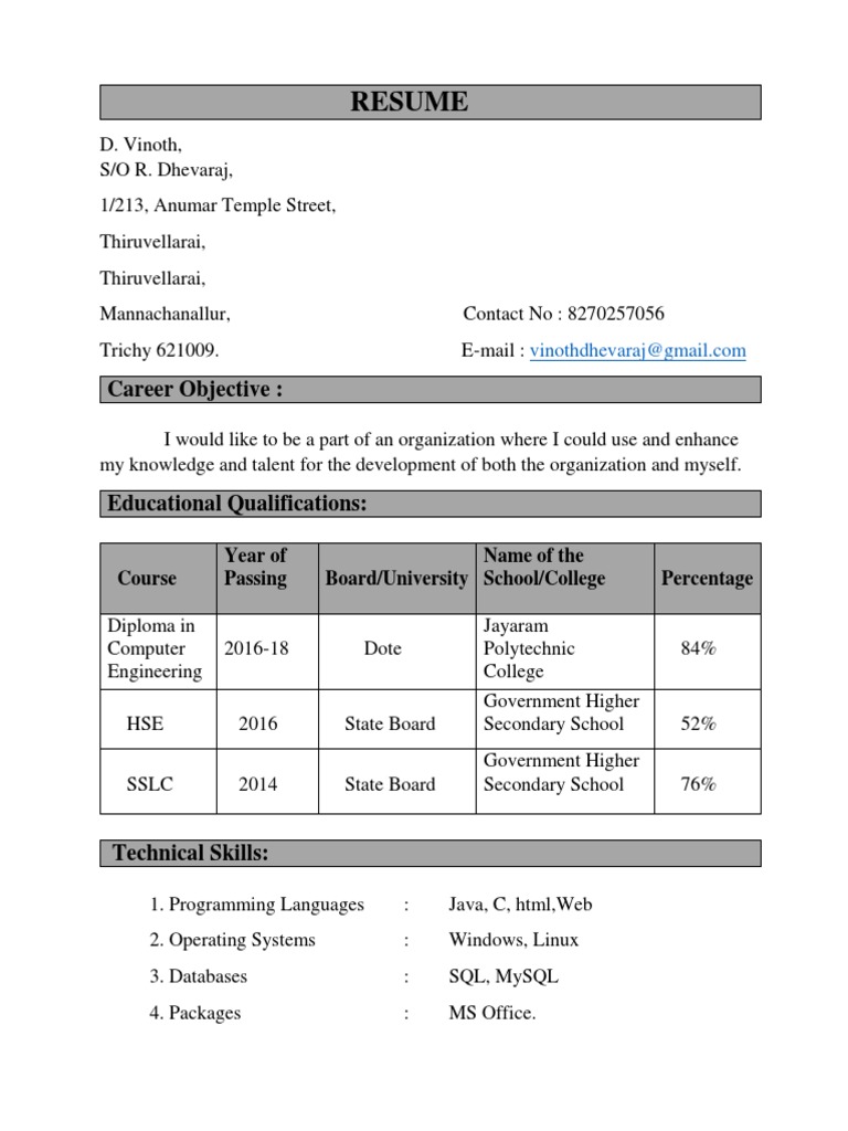 Vinoth Resume | Download Free PDF | Software | Computing
