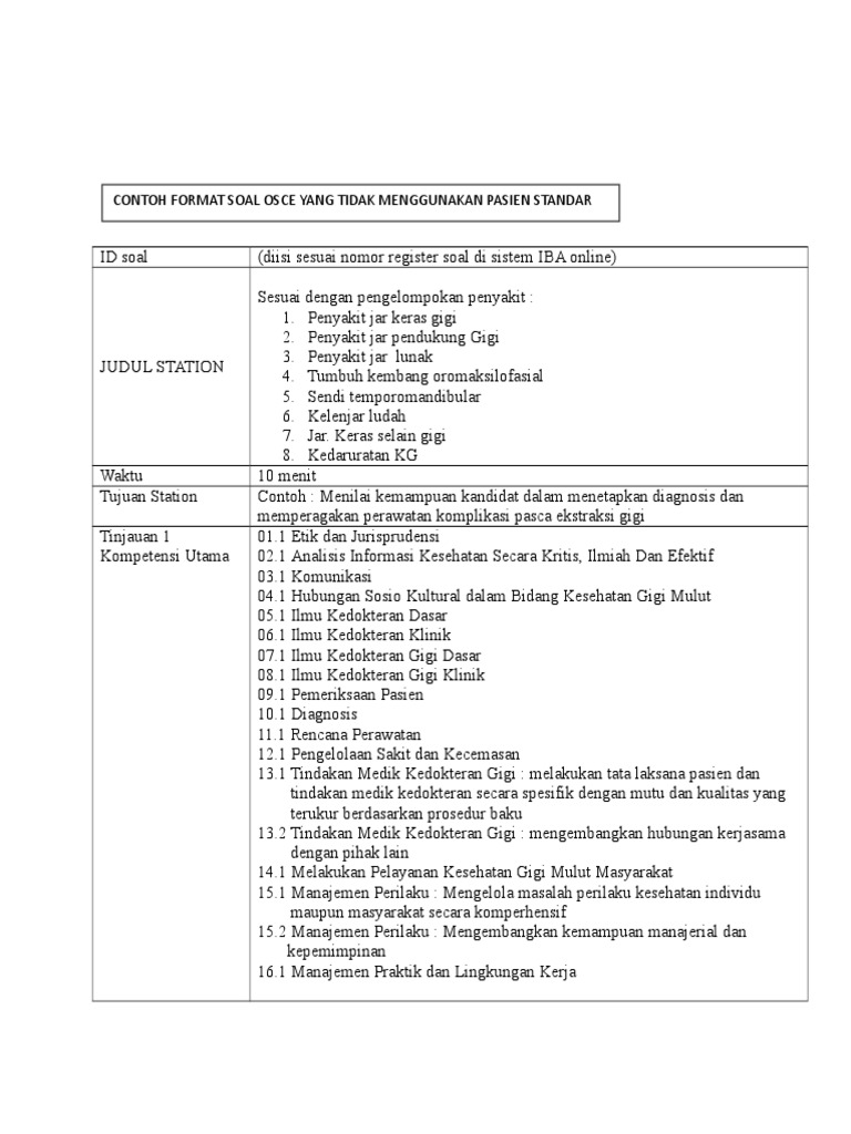 Template Soal Osce Ukmp2dg | PDF