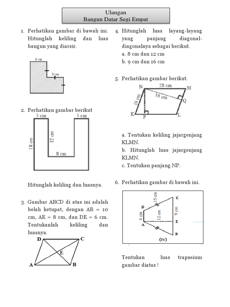 Soal Ulangan Bangun Datar | PDF