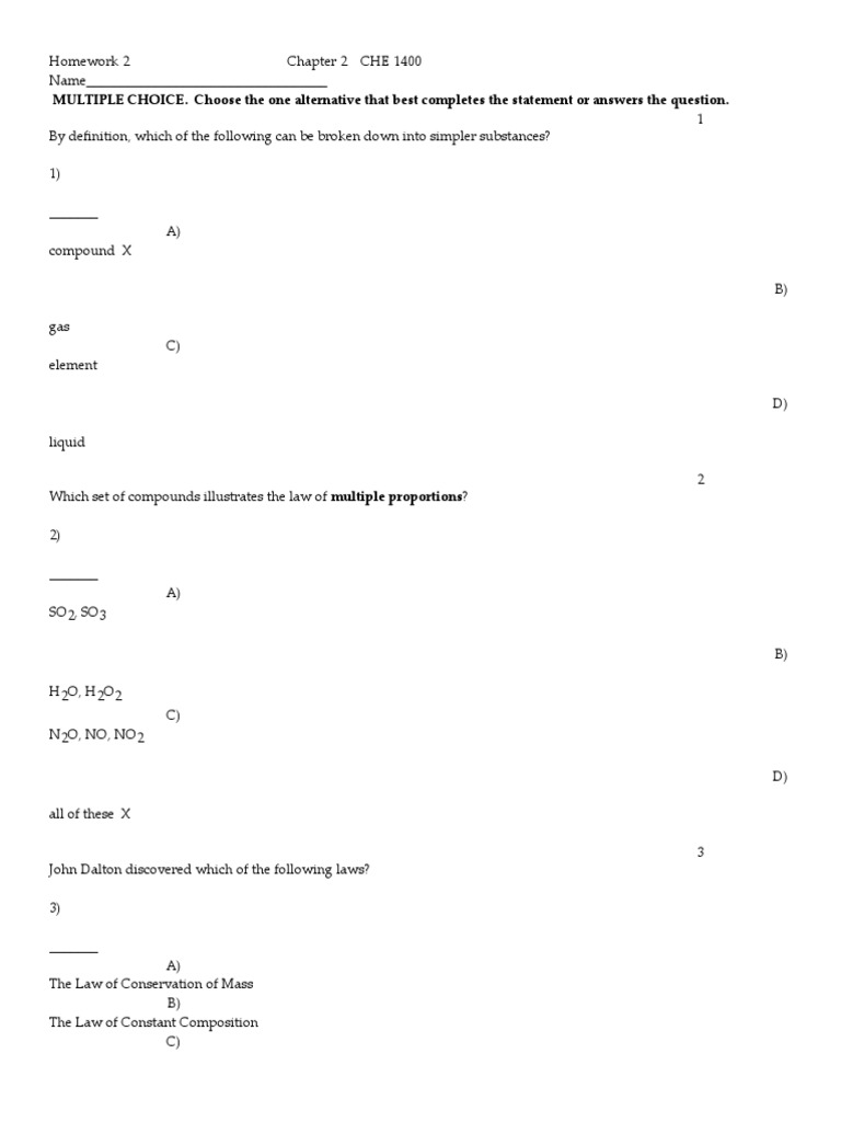 QCM Chapter 2 | PDF | Carbon | Chemical Elements