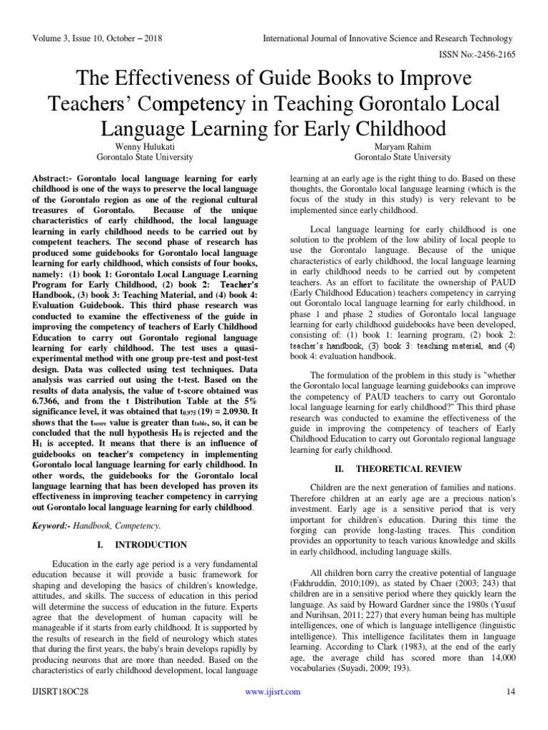 The Effectiveness of Guide Books To Improve Teachers' Competency in ...