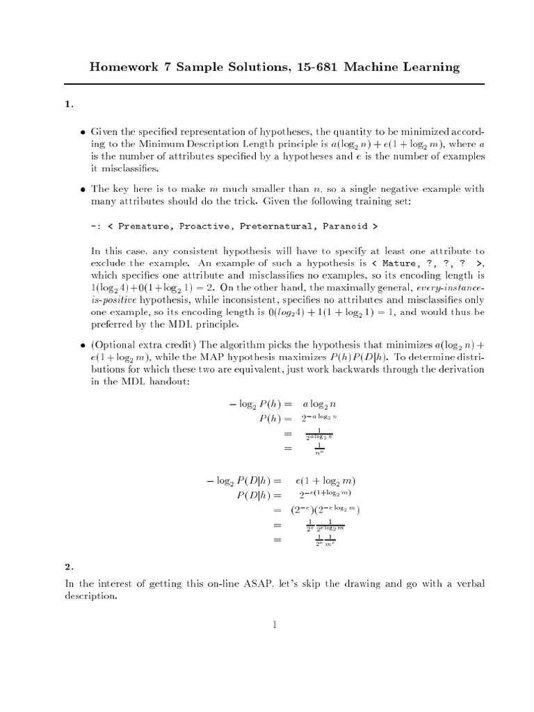Homework 7 Sample Solutions, 15-681 Machine Learning: Every-Instance-Is ...