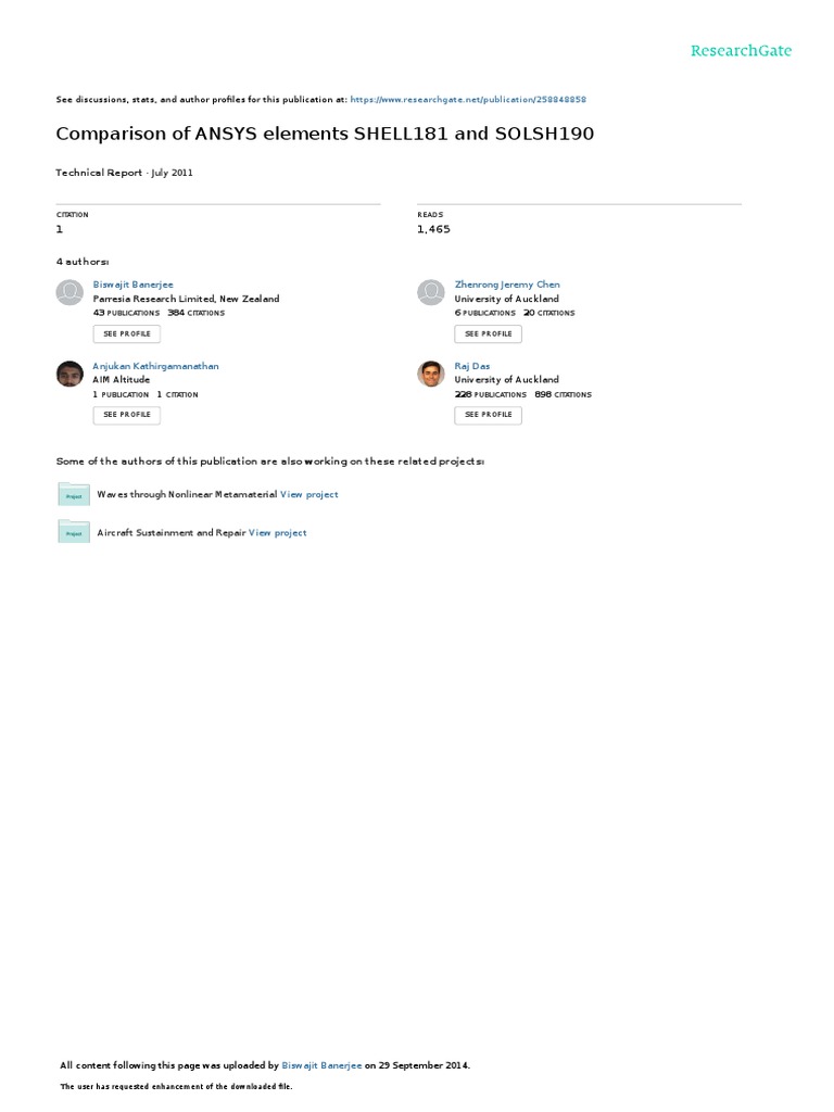 Comparing ANSYS shell elements SHELL181 and SOLSH190 | PDF | Bending ...
