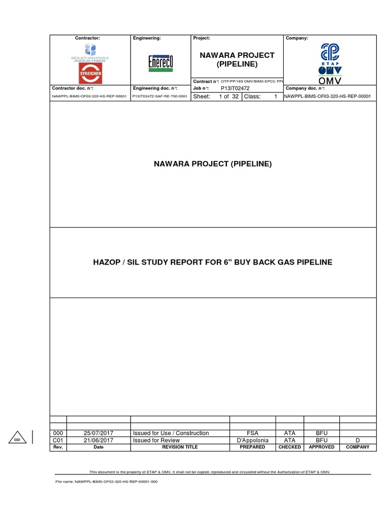 Hazop Sil Study Report For 6 Buy Back Gas Pipeline | PDF | Natural Gas ...