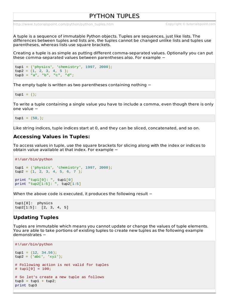 Python Tuples PDF | PDF | Bracket | String (Computer Science) Python Tuples PDF | PDF | Bracket | String (Computer Science)