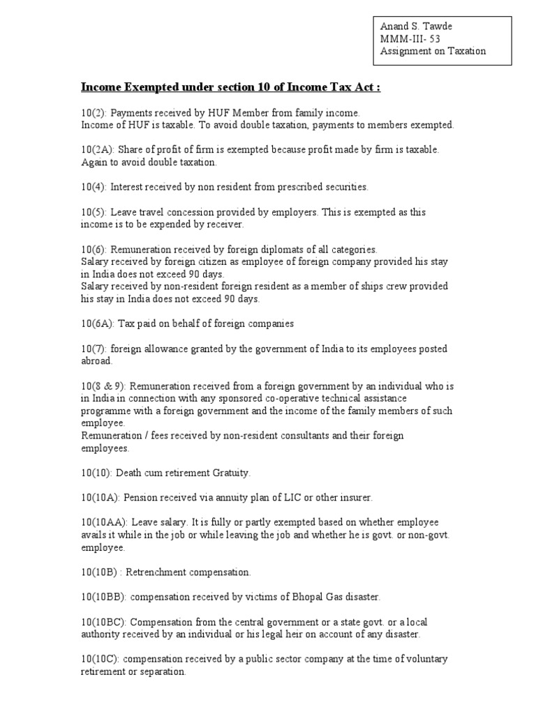 Income Exempted Under Section 10 of Income Tax Act | Pension | Employment