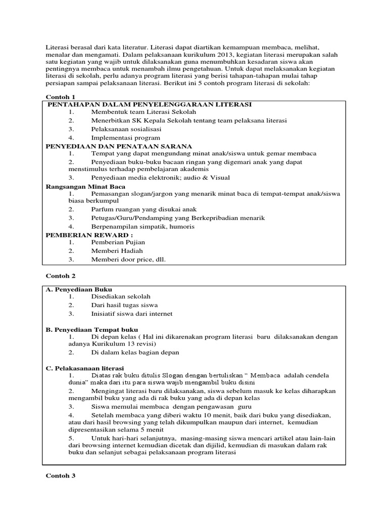 Contoh Literasi Sekolah | PDF