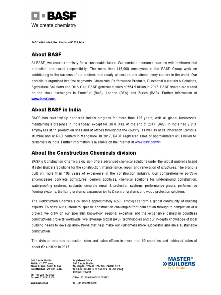 BASF India Limited: Providing Advanced Chemical Solutions for ...