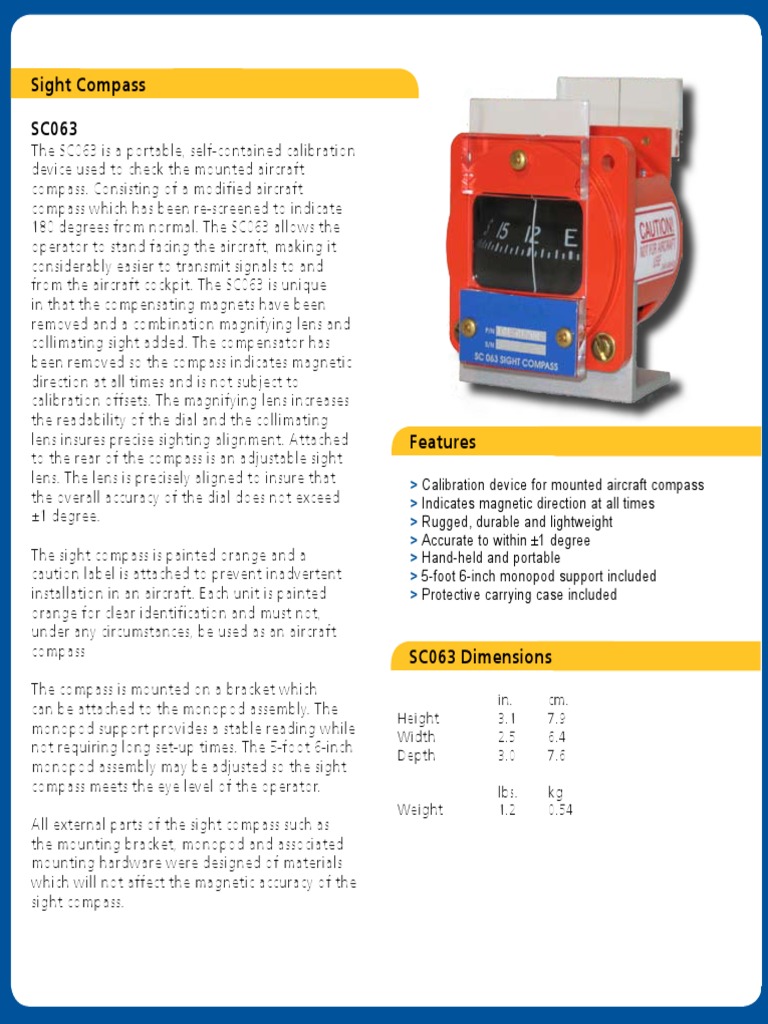 Barfield SC063 Specification Sheet | PDF | Compass | Equipment