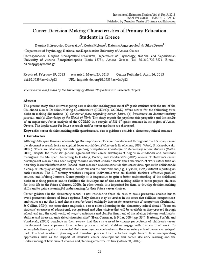 Career Decision Making PDF | PDF | Decision Making | Standard Deviation