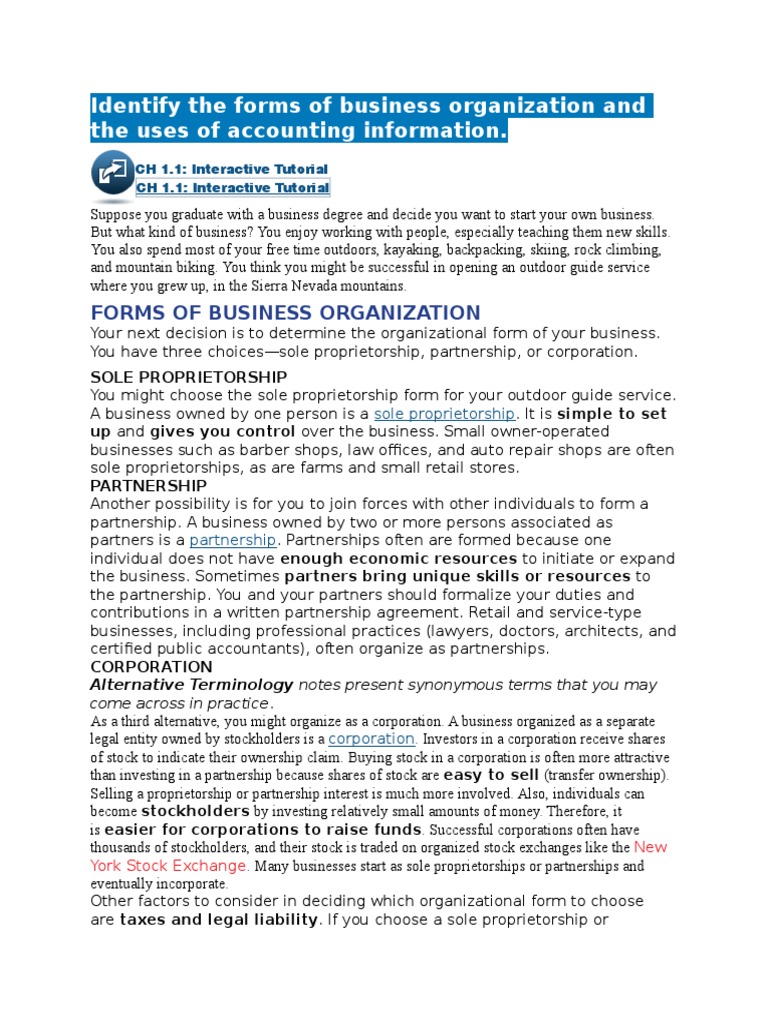 Forms of Business Organisation | PDF | Corporations | Partnership