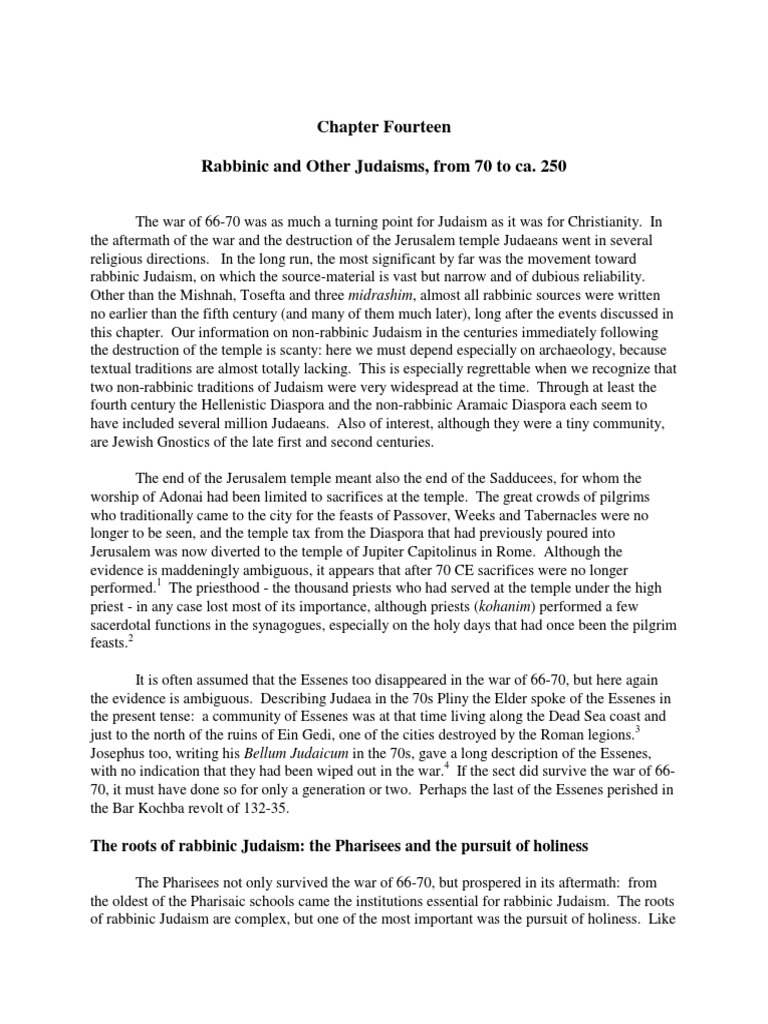 Evolution of Rabbinic Judaism (70-250 CE) | PDF | Pharisees | Josephus