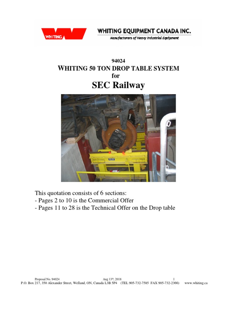Whiting 50-Ton Drop Table Proposal | PDF | Security Interest | Damages