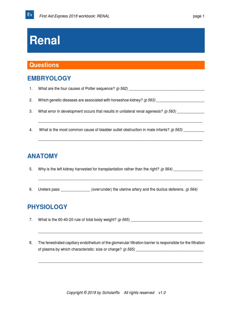 Step 1 Express 2018-Renal | PDF | Kidney | Renal Function