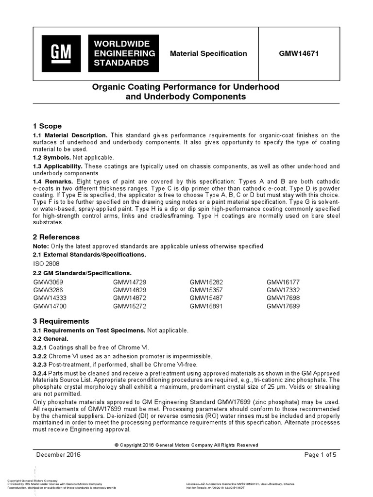 GMW14671 (Dec 2016) | PDF | Industrial Processes | Materials