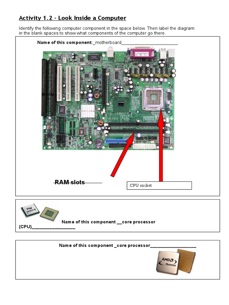 Activity 1.2 - Look Inside A Computer: Name of This Component ...