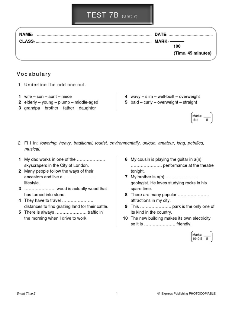 Smart Time 2 Test 7B | PDF