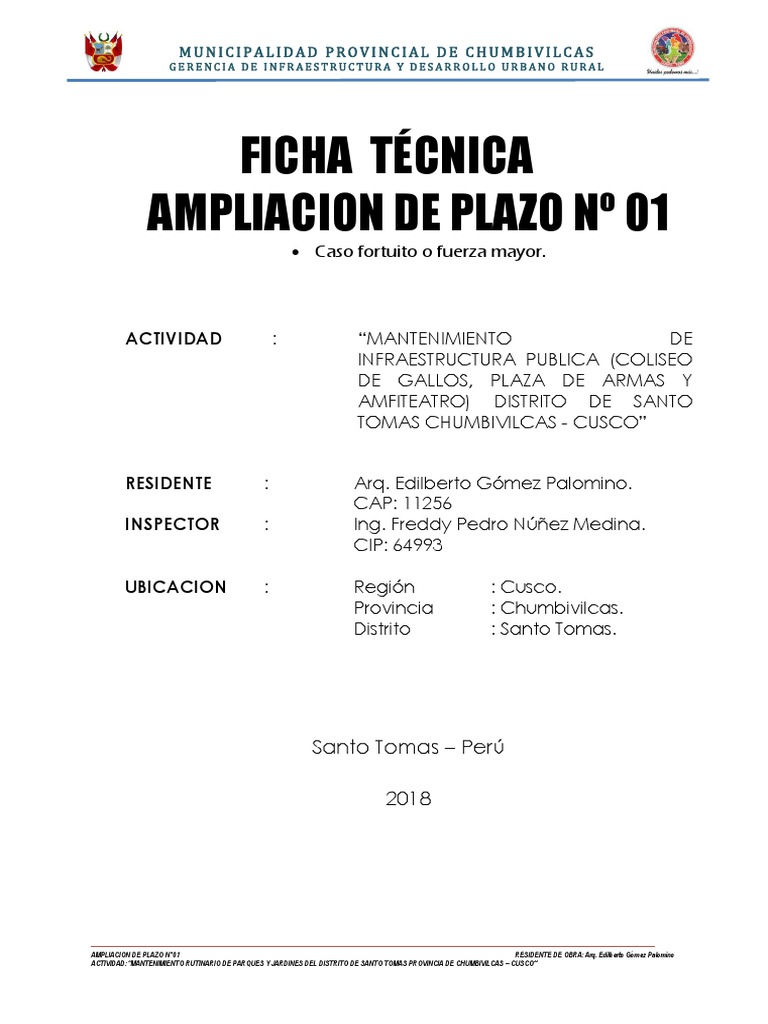 01.-TEXTO AMPLIACION DE PLAZO 1 Coliseo de Gallos | PDF | Presupuesto | Gobierno