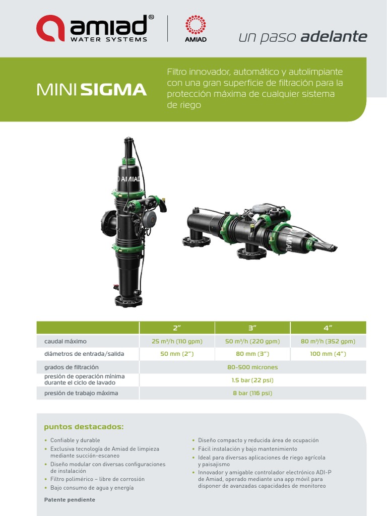 Mini Sigma A4 Irrig Span 2018 | PDF | Filtración | Aplicación movil