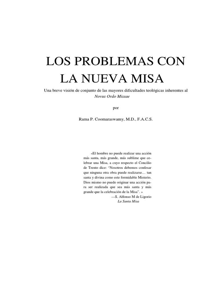Rama P. Coomaraswamy - Los Problemas Con La Nueva Misa | PDF ...