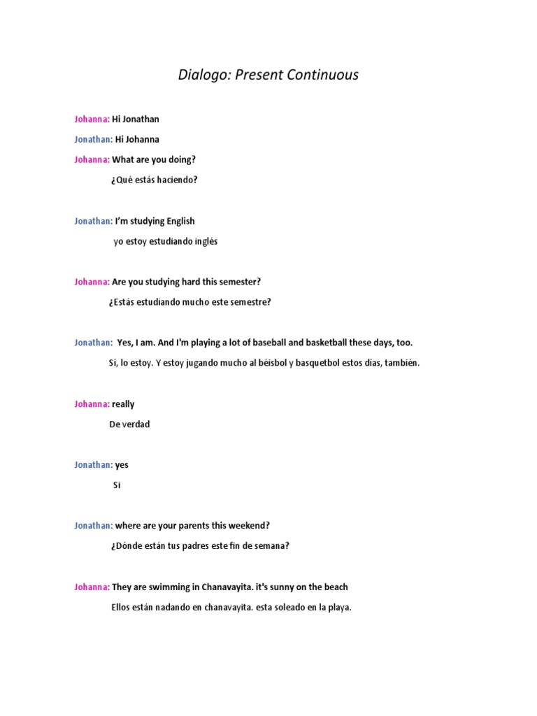 Dialogo Present Continuous | PDF