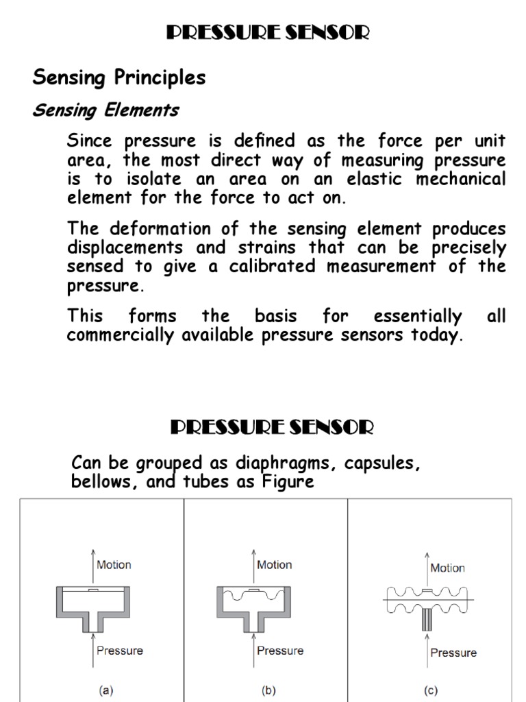 Types and Principles of Pressure Sensors | PDF | Pressure Measurement ...