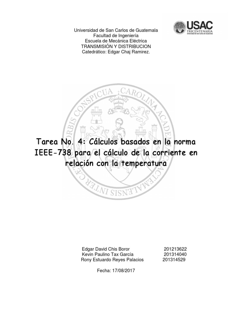 Cálculos Basados en La Norma IEEE-738 | PDF | Temperatura | Corriente ...