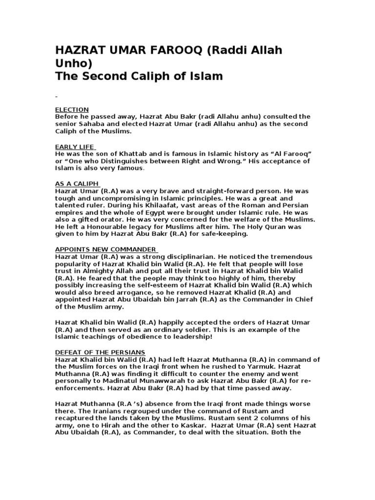 Hazrat Umar Farooq | PDF | Umar | Middle East