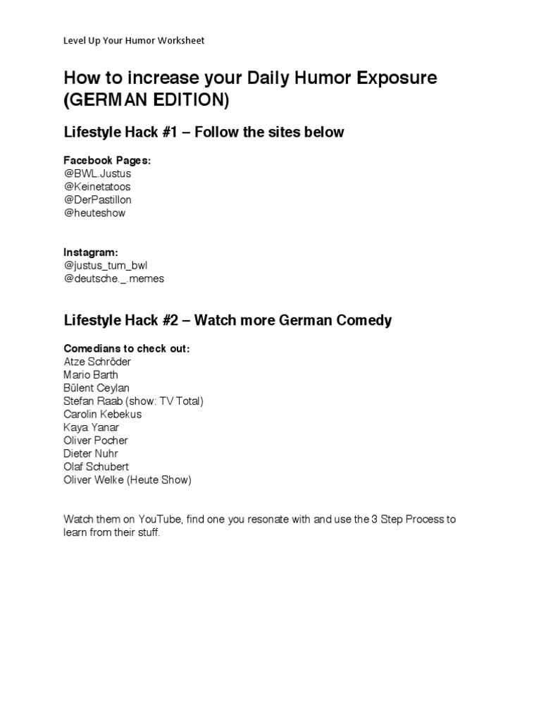 Humor Mindsets Cheat Sheet | PDF