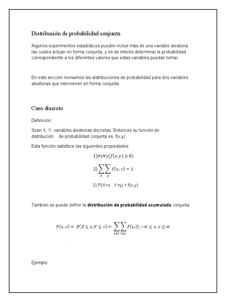 Distribución de Probabilidad Conjunta | PDF