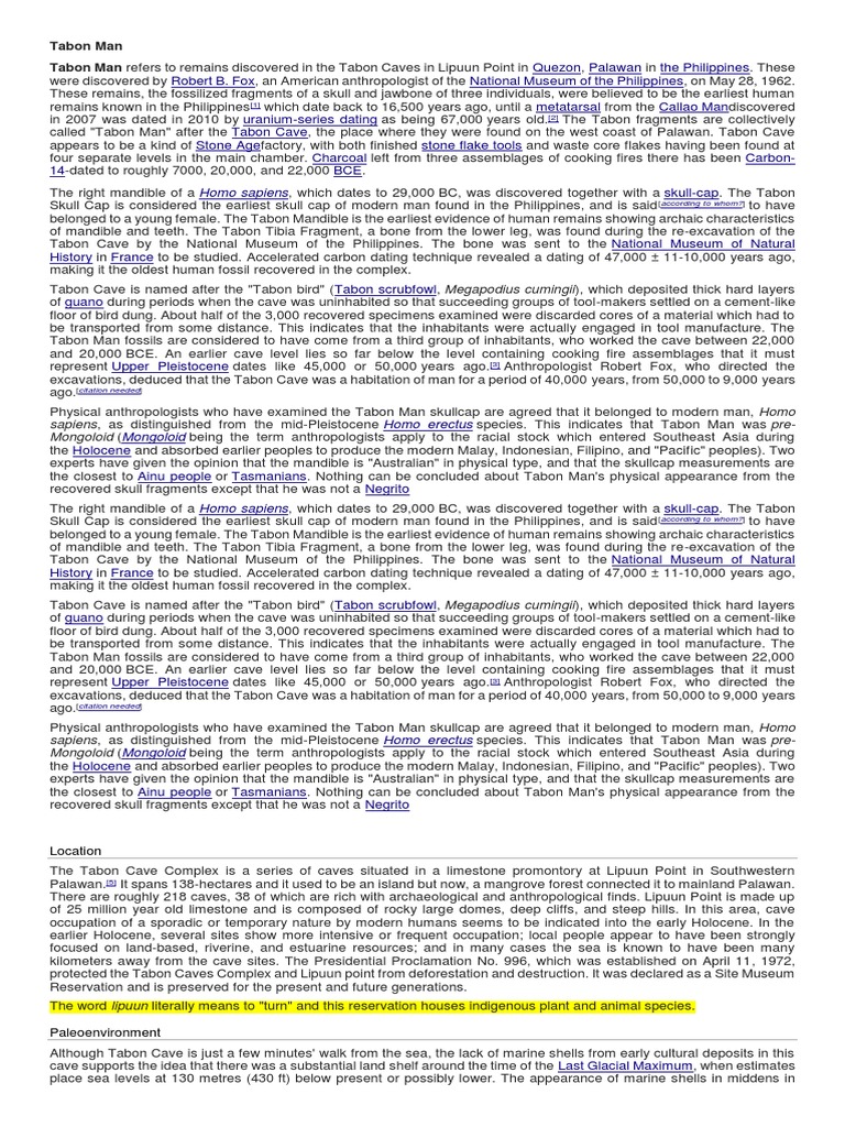 The Discovery and Significance of Tabon Man in Understanding the Early ...