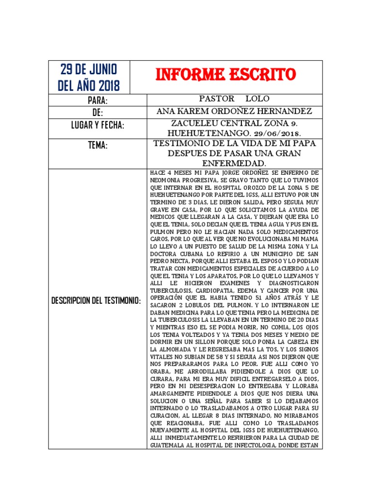 Informe Testimonio | PDF