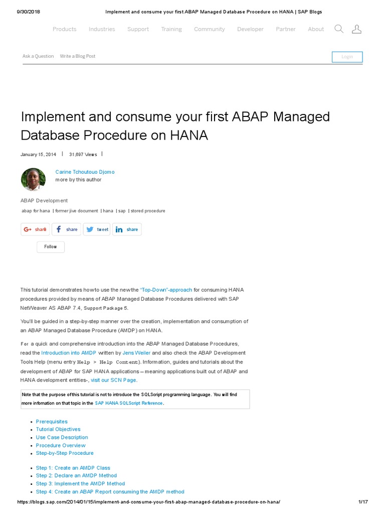 Implement And Consume Your First Abap Managed Database Procedure On