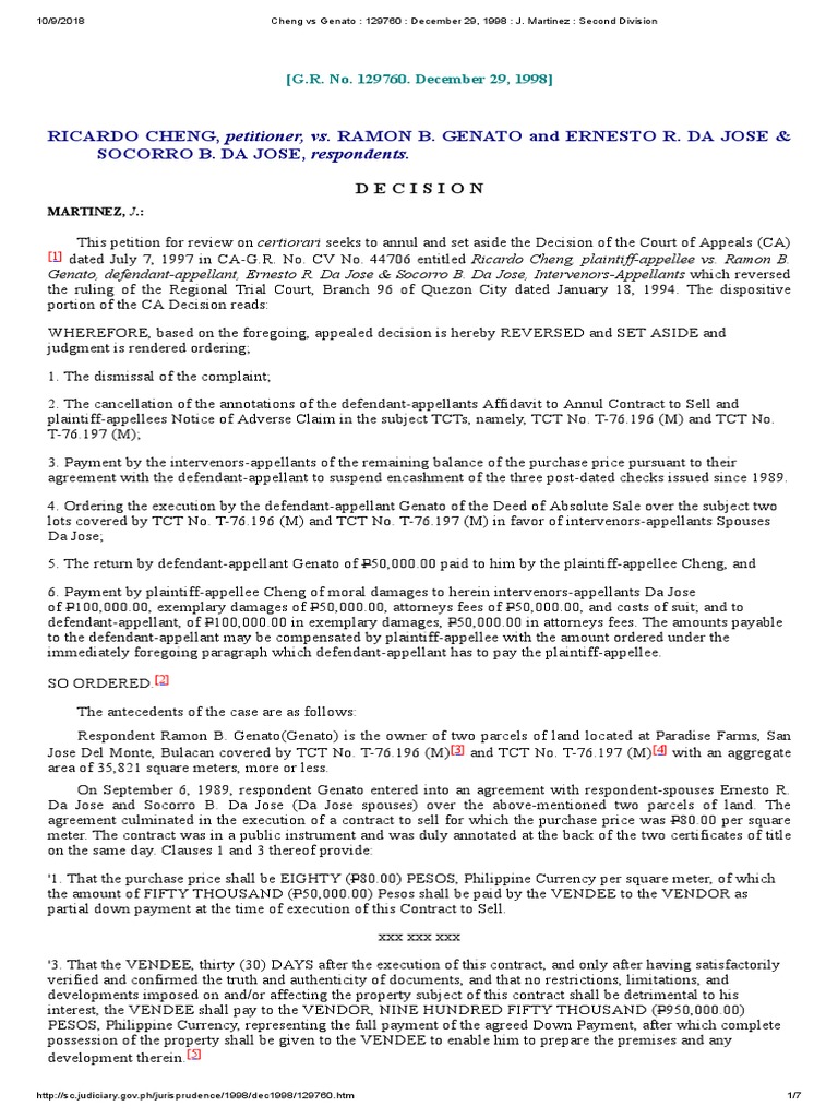Cheng Vs Genato | PDF | Ownership | Lawsuit