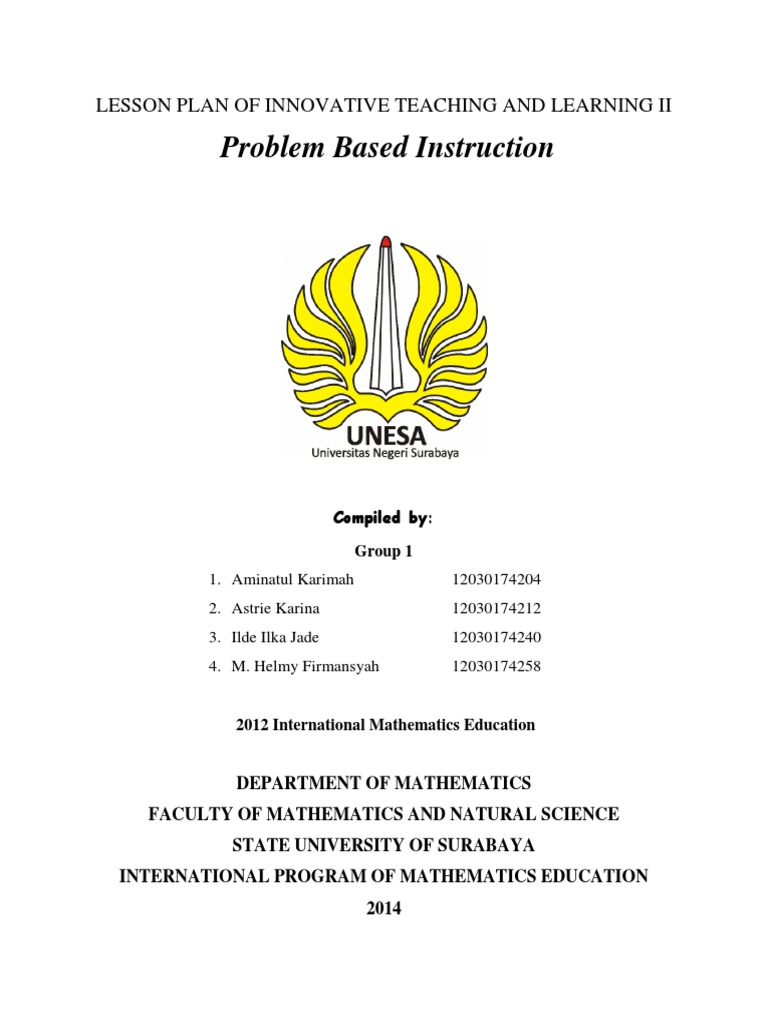 Problem Based Instruction: Lesson Plan of Innovative Teaching and ...