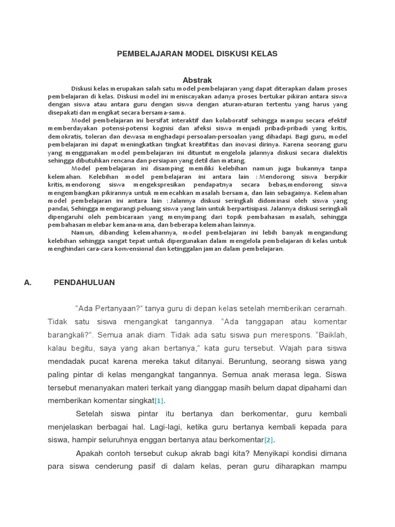 Model Pembelajaran Diskusi Kelas Efektif | PDF