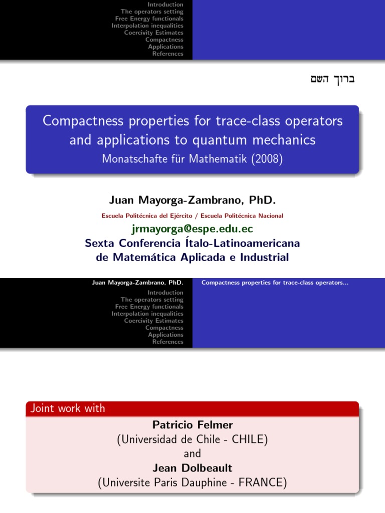 Compactness Properties For Trace-Class Operators and Applications To Quantum Mechanics | PDF ...